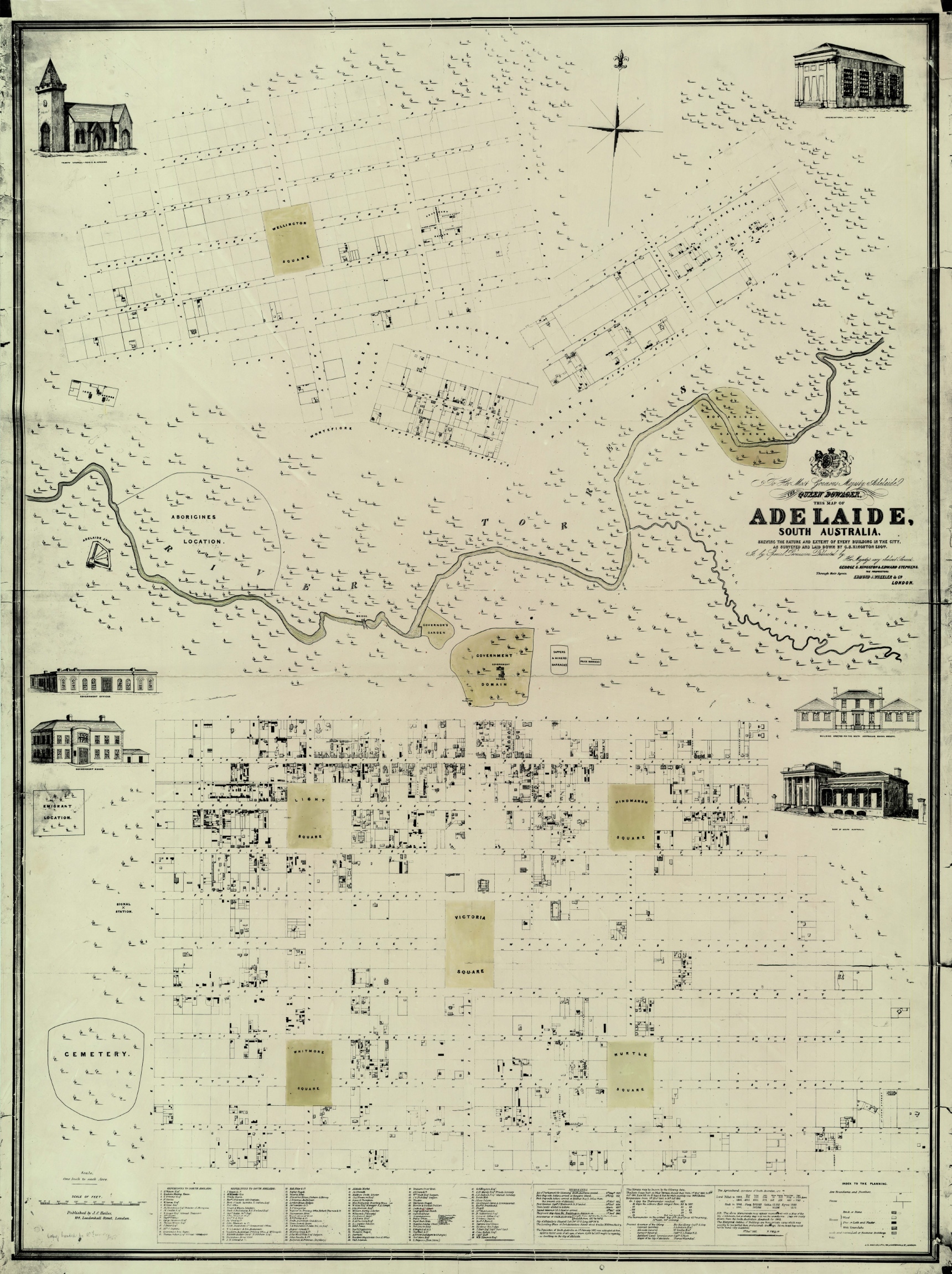 Map: City of Adelaide by George S. Kingston and Edward Stephens (colour ...