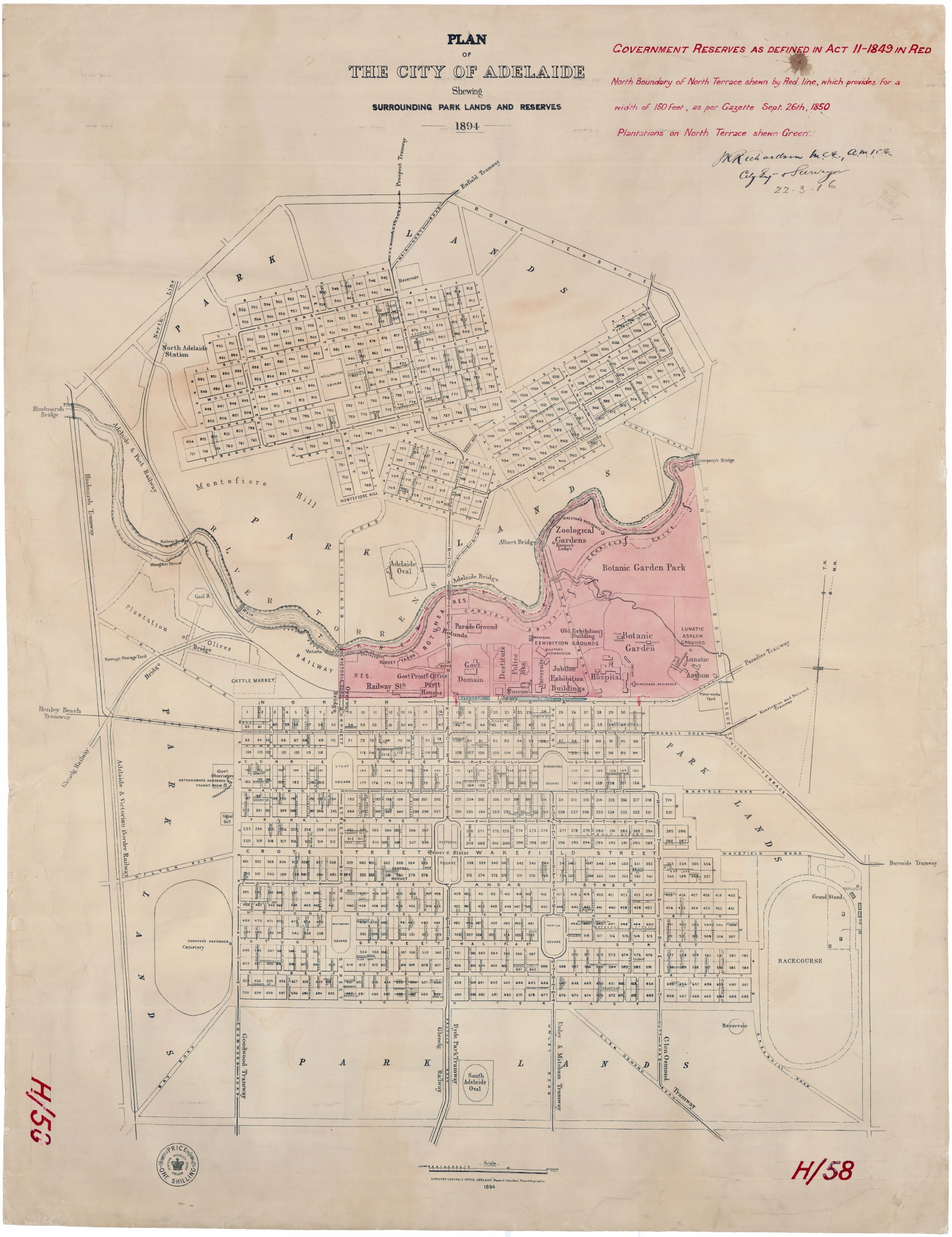 Map: Plan of the City of Adelaide, 1894 | Historical maps of Adelaide