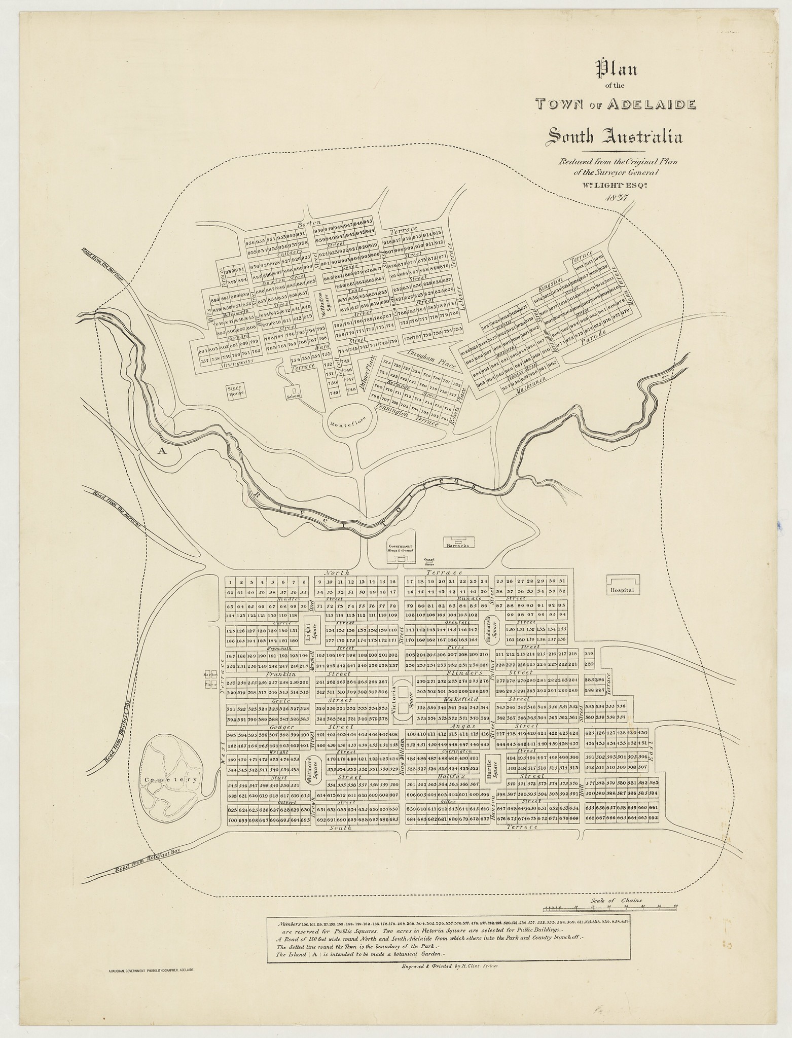Map: Plan of the Town of Adelaide, 1837 | Historical maps of Adelaide