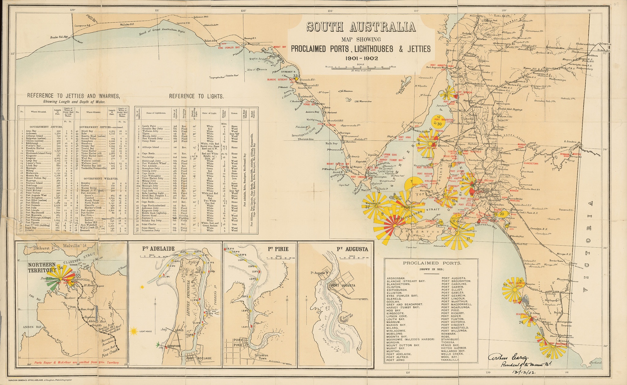 Map: South Australia - Proclaimed Ports, Lighthouses and Jetties, 1901 ...