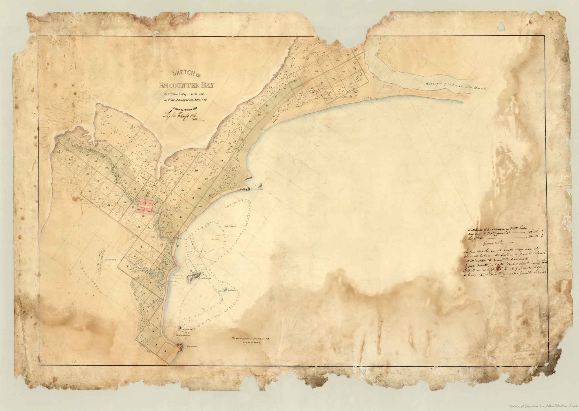 Map: Sketch of Encounter Bay by F.R. Nixon, 1838 - Cotton Collection ...